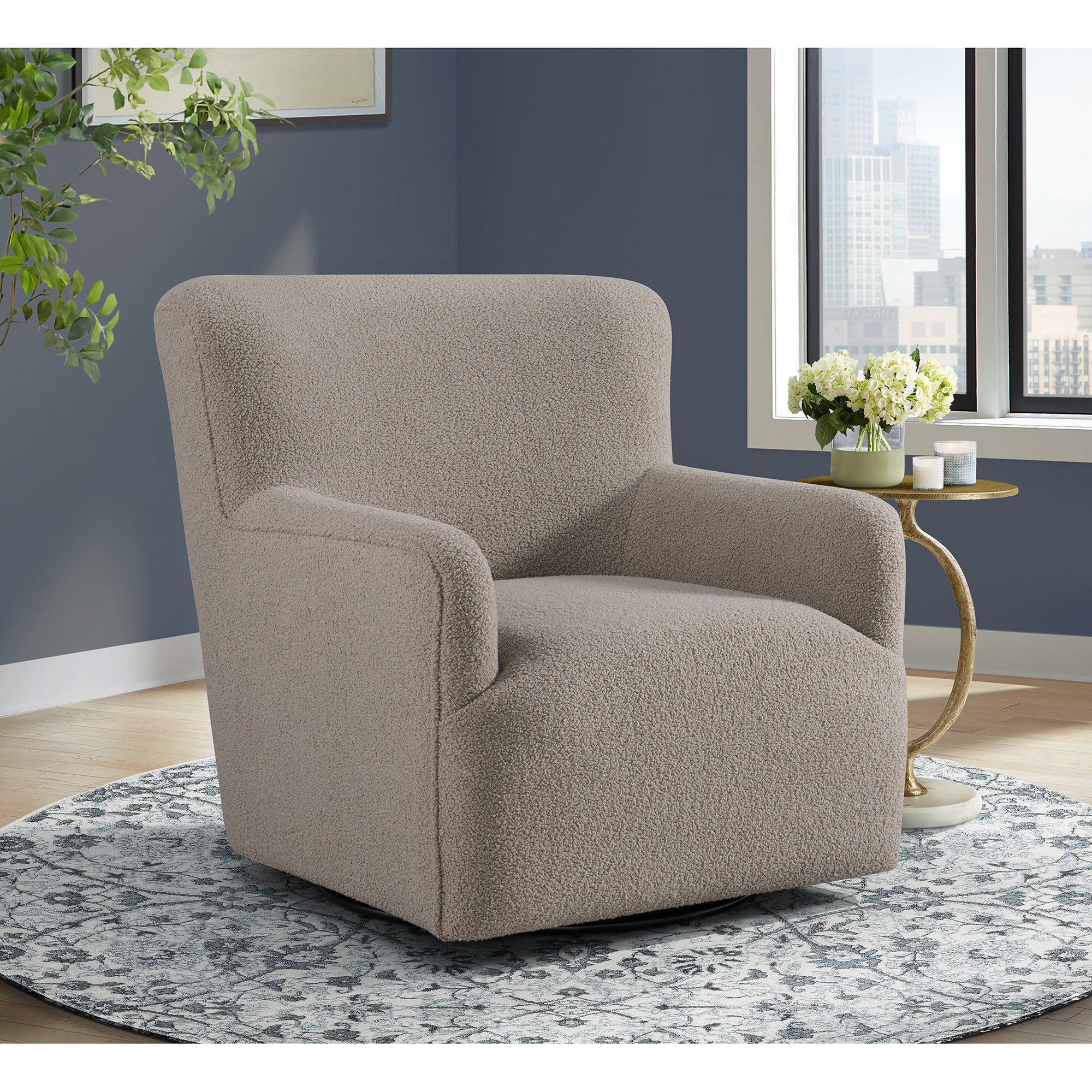 Deacon Swivel Chair in Feather Tan – Canales Furniture