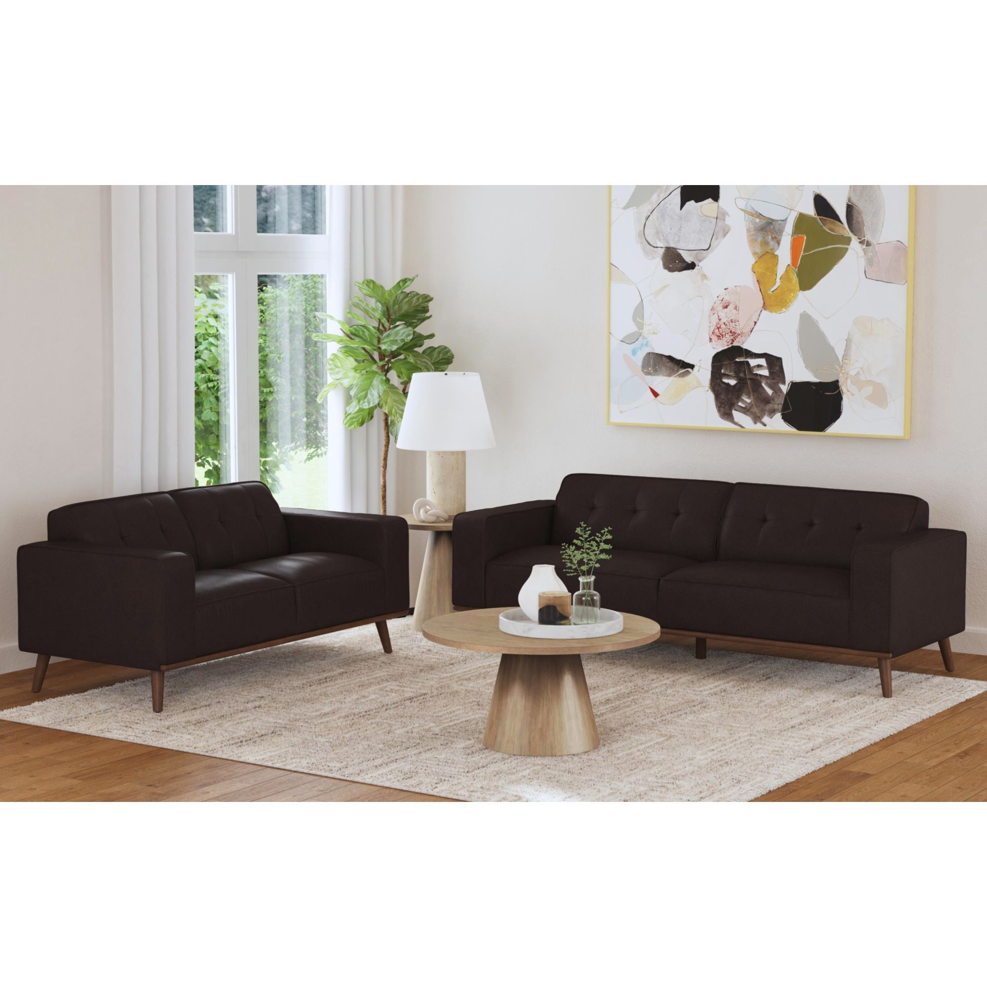 Destiny 2PC Living Room Set in Pebble Brown-Sofa & Loveseat – Canales ...