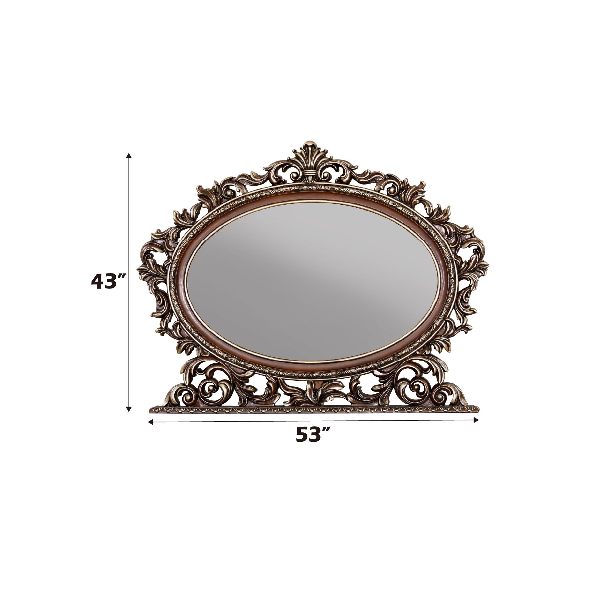 Devany Oval Mirror with Scrolled Details – Canales Furniture