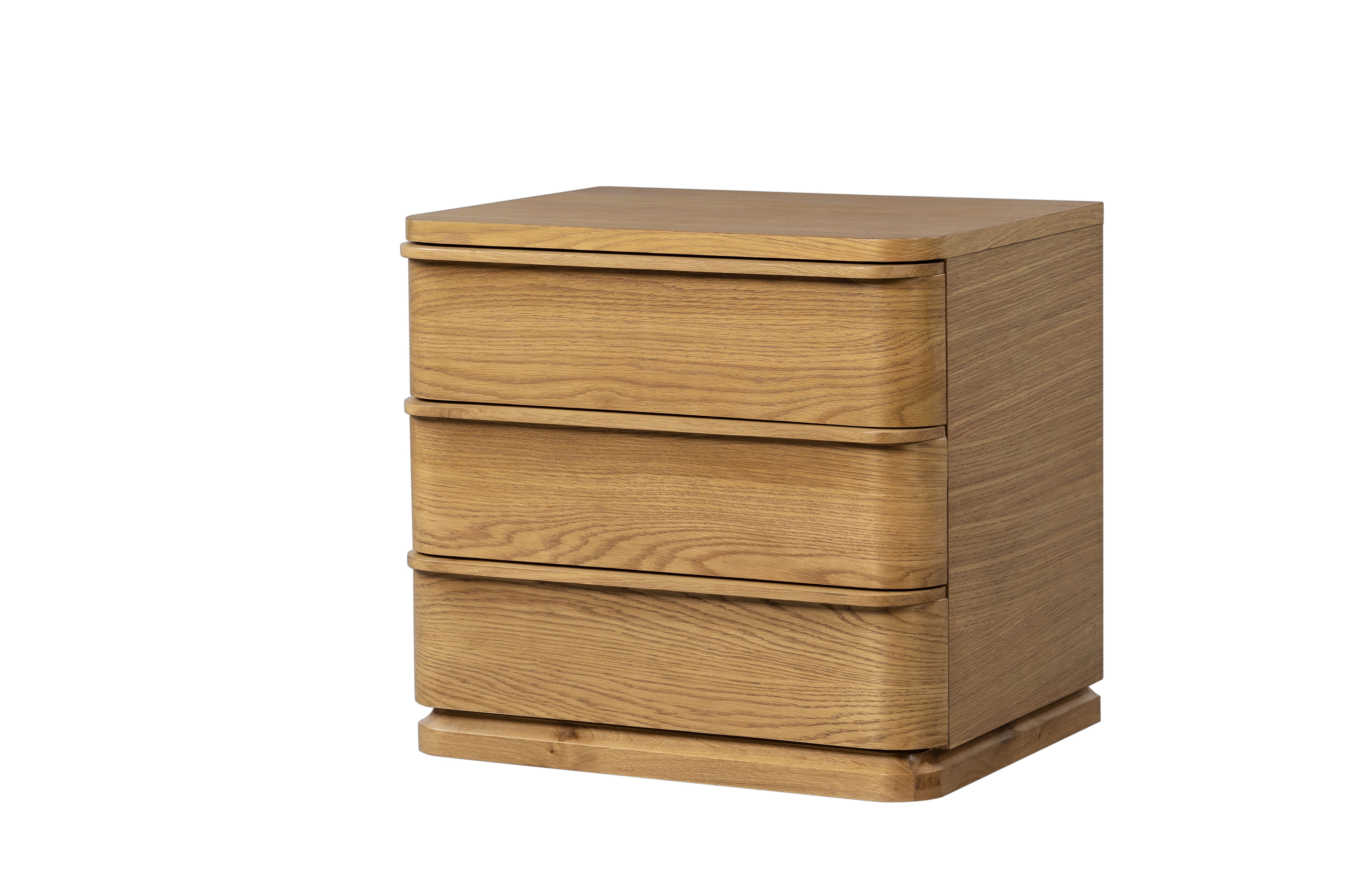 Zoey 3 - Drawer Rectangular Nightstand with Rounded Edges – Canales ...