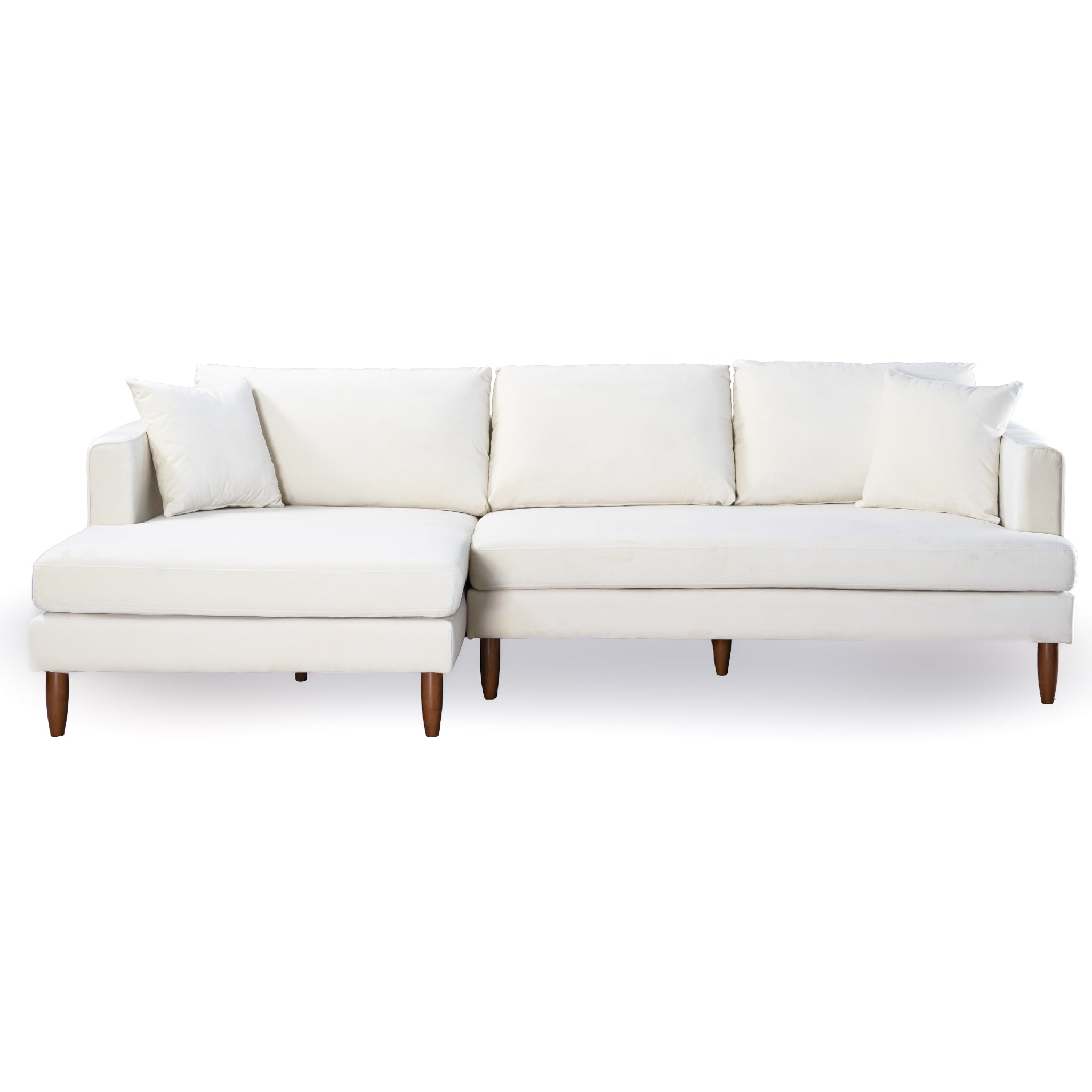 Blake L-Shaped Cream Velvet Sectional Sofa Left Facing – Canales Furniture